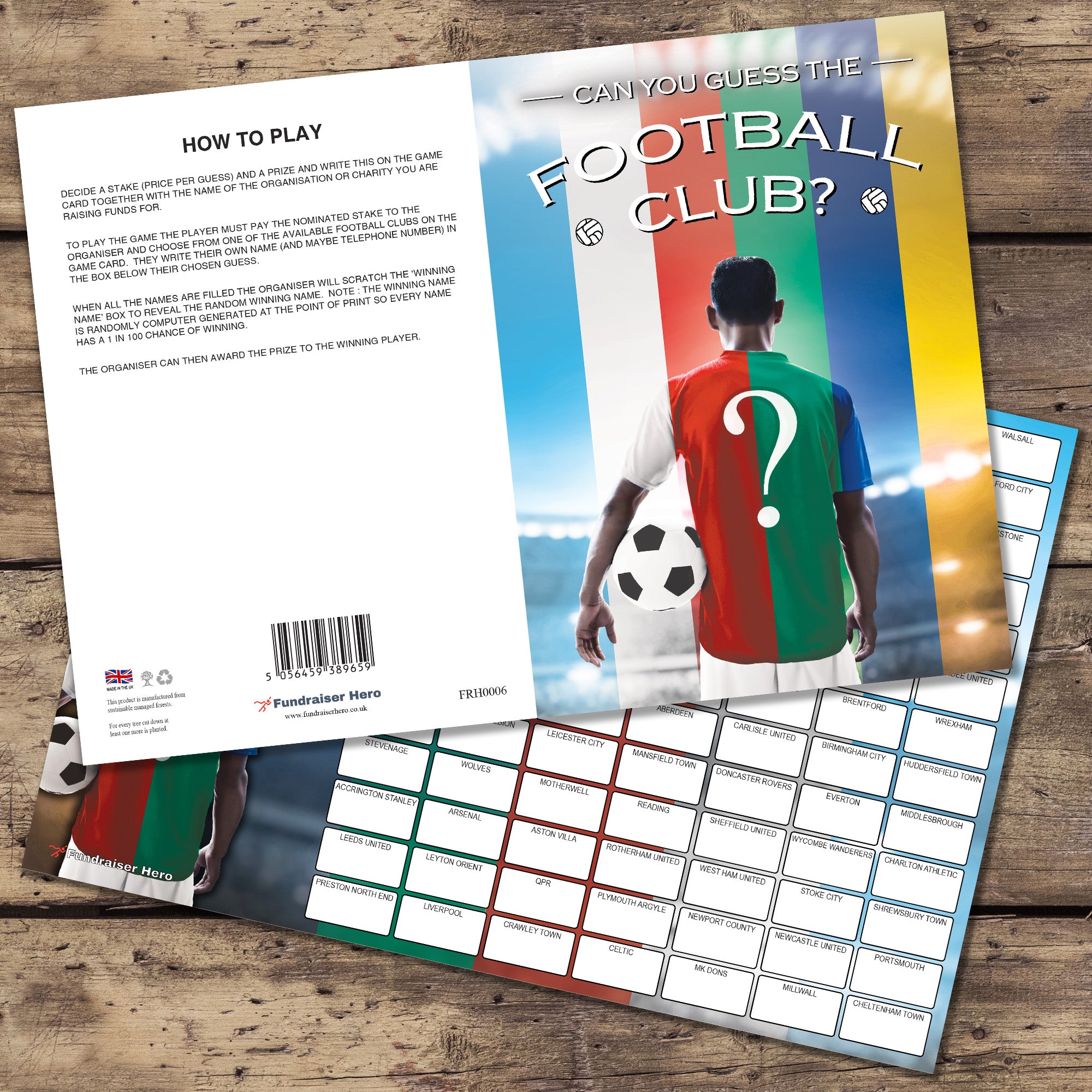 Name the Football Club Fundraising Scratch Card. A4 Size - 100 Names ...