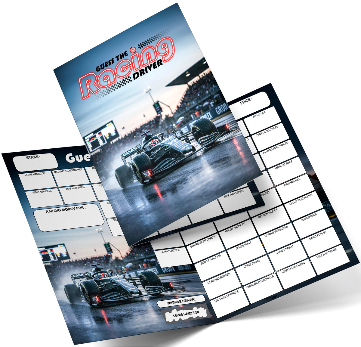 Guess the Racing Driver Scratch Card. A4 Size - 50 Names - Double Side ...