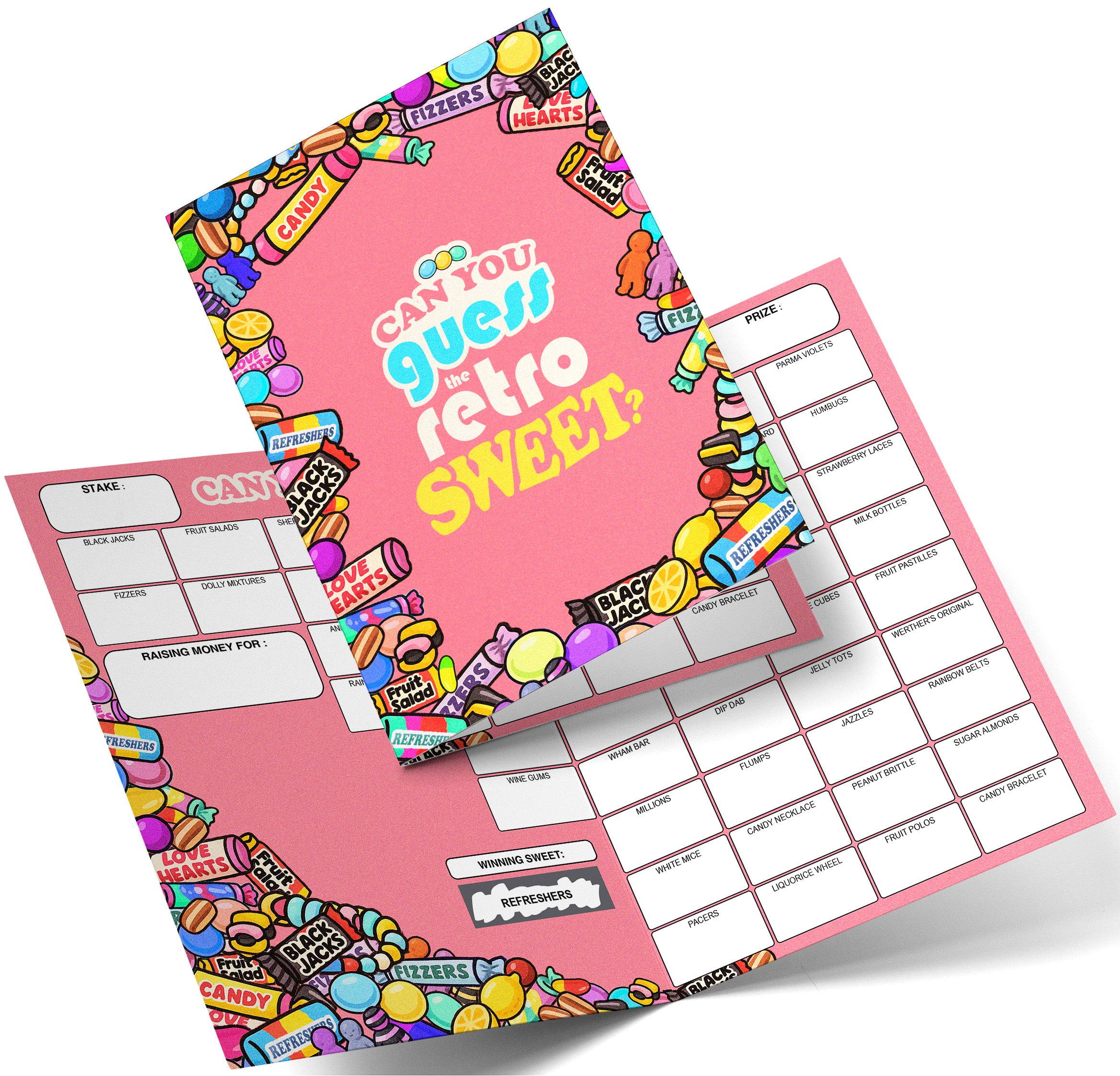Guess the Retro Sweet Scratch Card. A4 Size - 50 Names - Double Sided ...